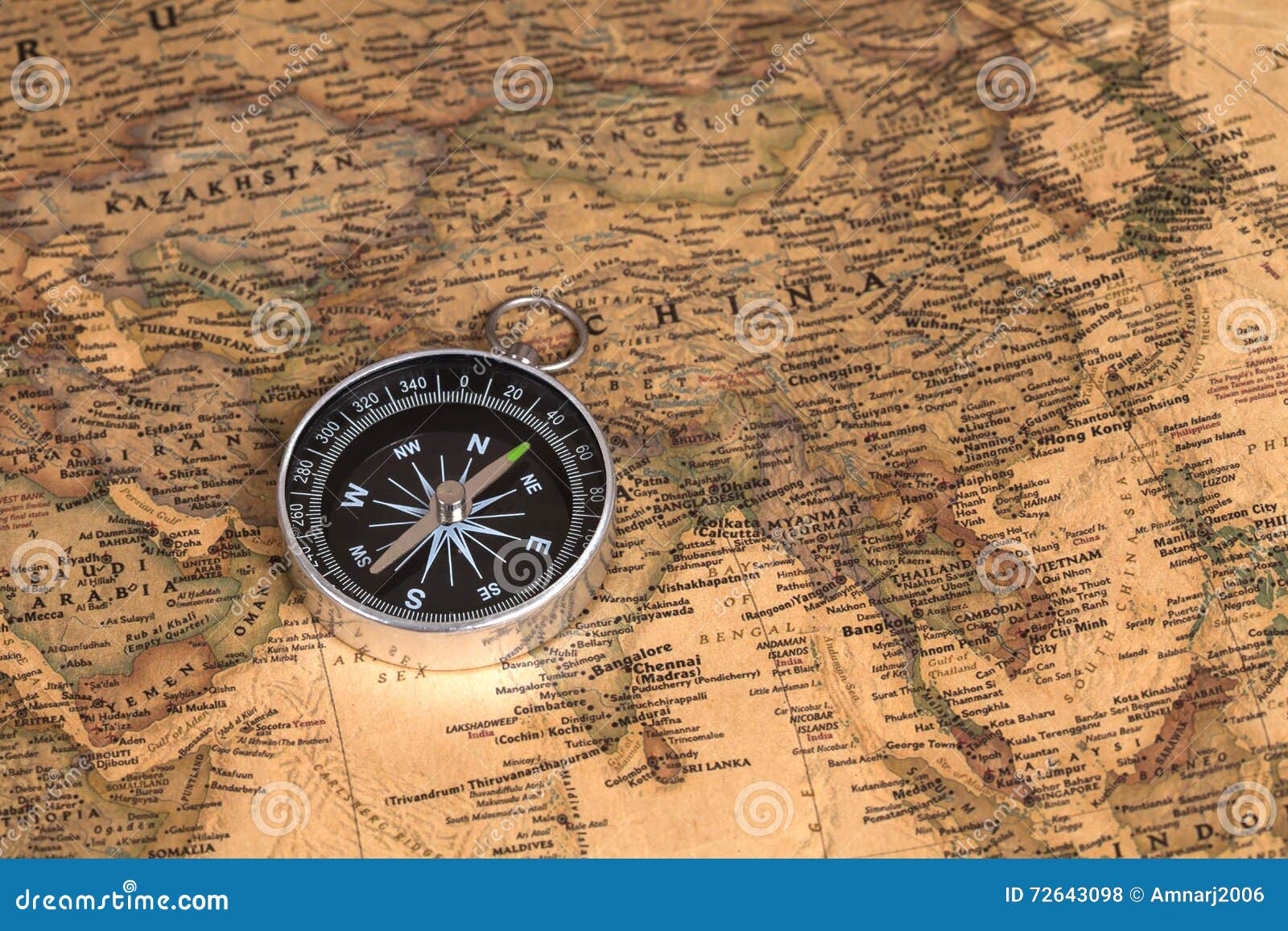 Vintage compass on map stock photo. Image of canvas, ancient - 72643098