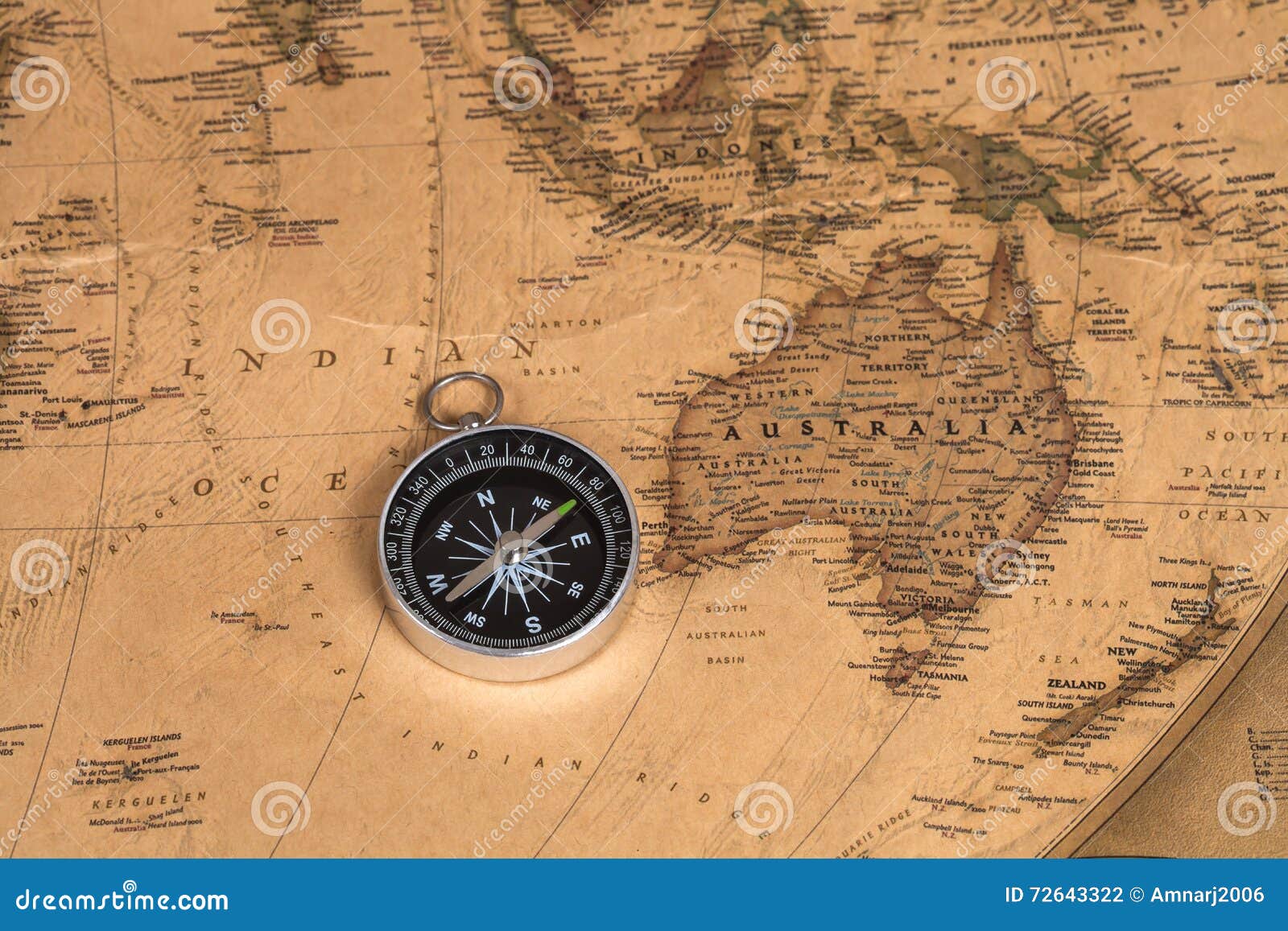 Vintage compass on map stock photo. Image of compass - 72643322