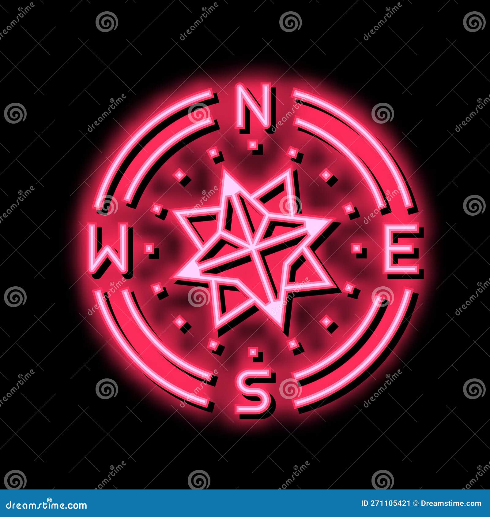 Vintage Compass Neon Glow Icon Illustration Stock Vector - Illustration ...
