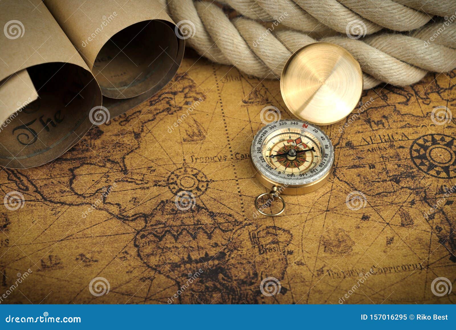 Vintage Compass on Old Map - Explore the World-travel Concept Stock ...