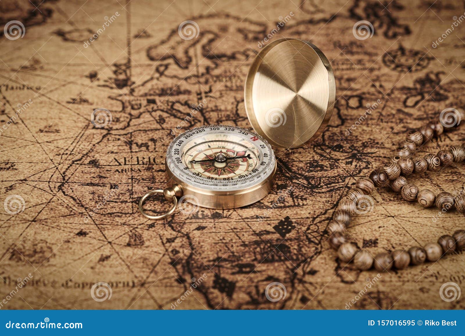 Vintage Compass on Old Map - Explore the World-travel Concept Stock ...