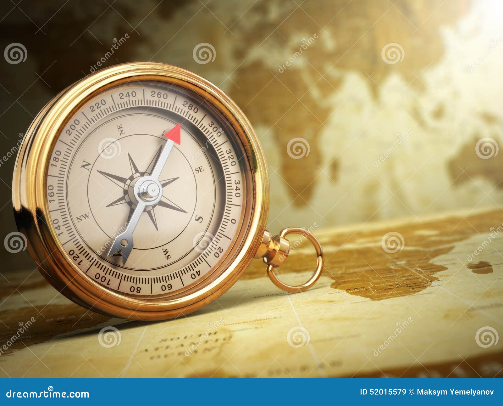 Vintage Compass on the Old World Map. Travel Concept Stock Illustration ...