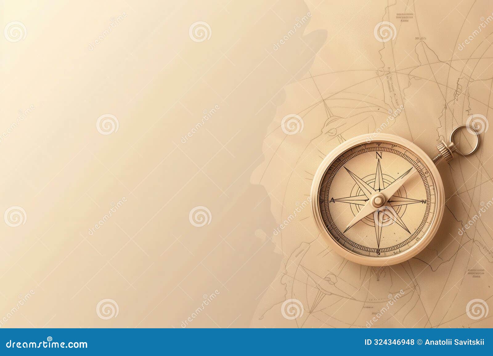 A Vintage Compass Rests on a Blank Map, Ready To Guide Your Next ...