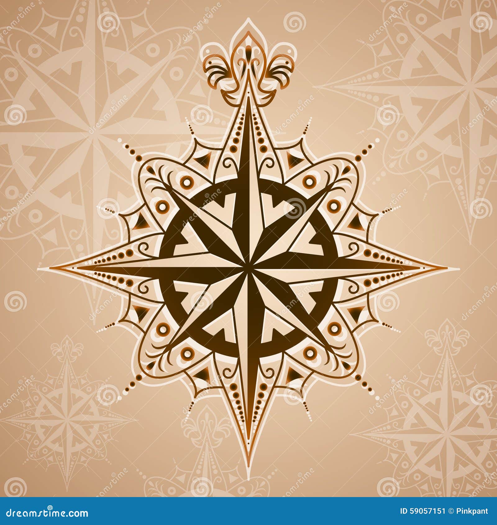 Vintage Compass Roses, Icon and Design Element. Vector Nautical Label ...