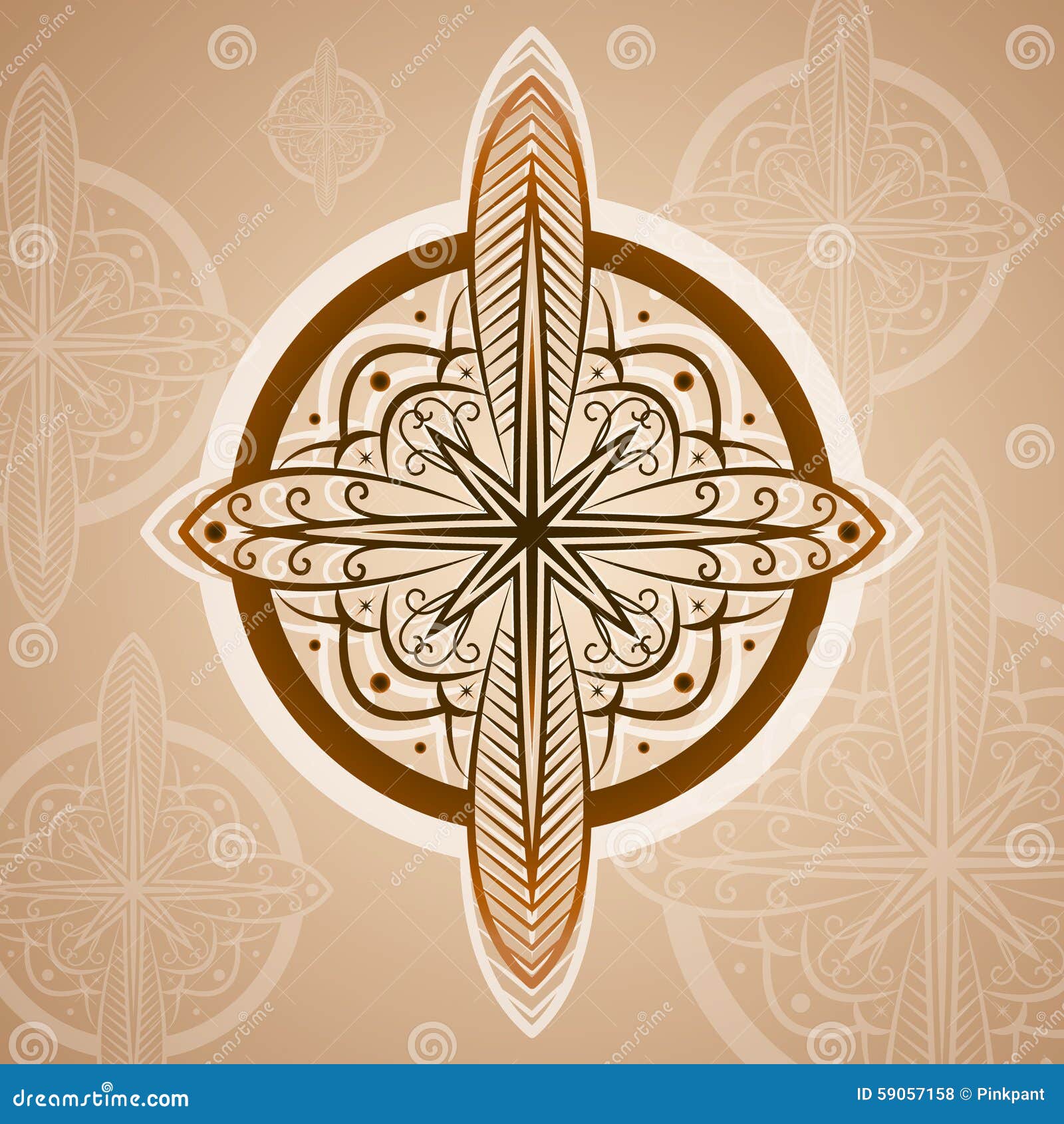 Vintage Compass Roses, Icon and Design Element. Vector Nautical Label ...