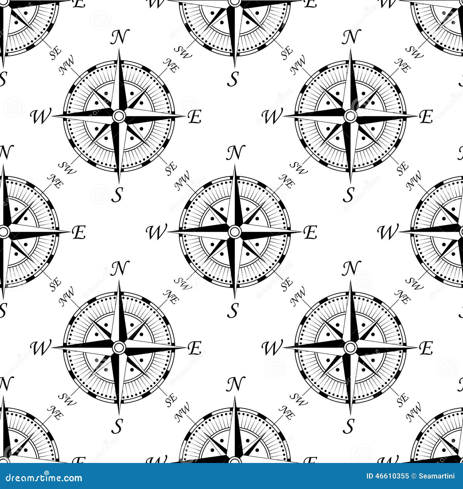 Vintage Compass Seamless Pattern Stock Illustrations – 2,209 Vintage ...