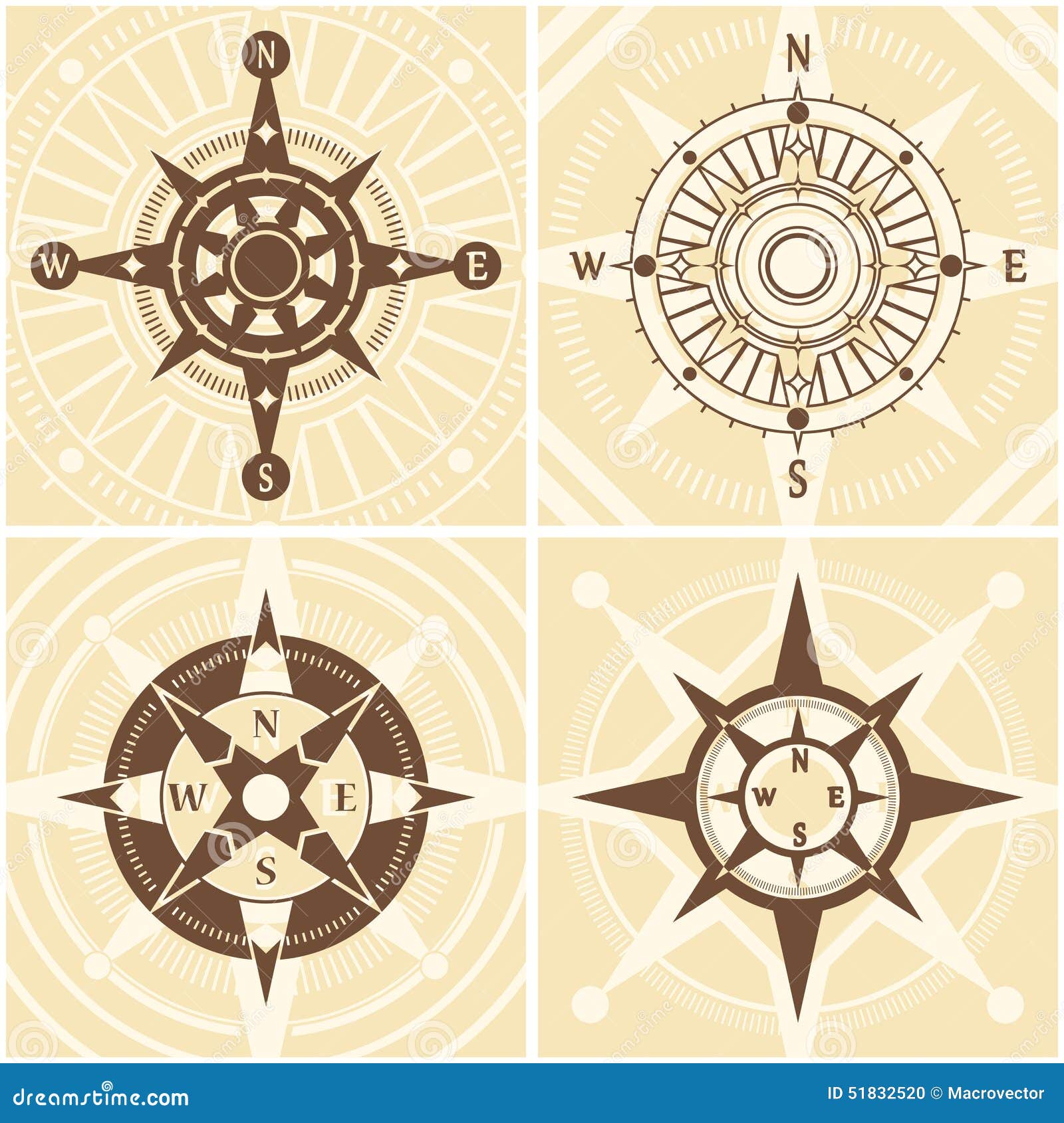 Vintage Compass Set stock vector. Illustration of abstract - 51832520