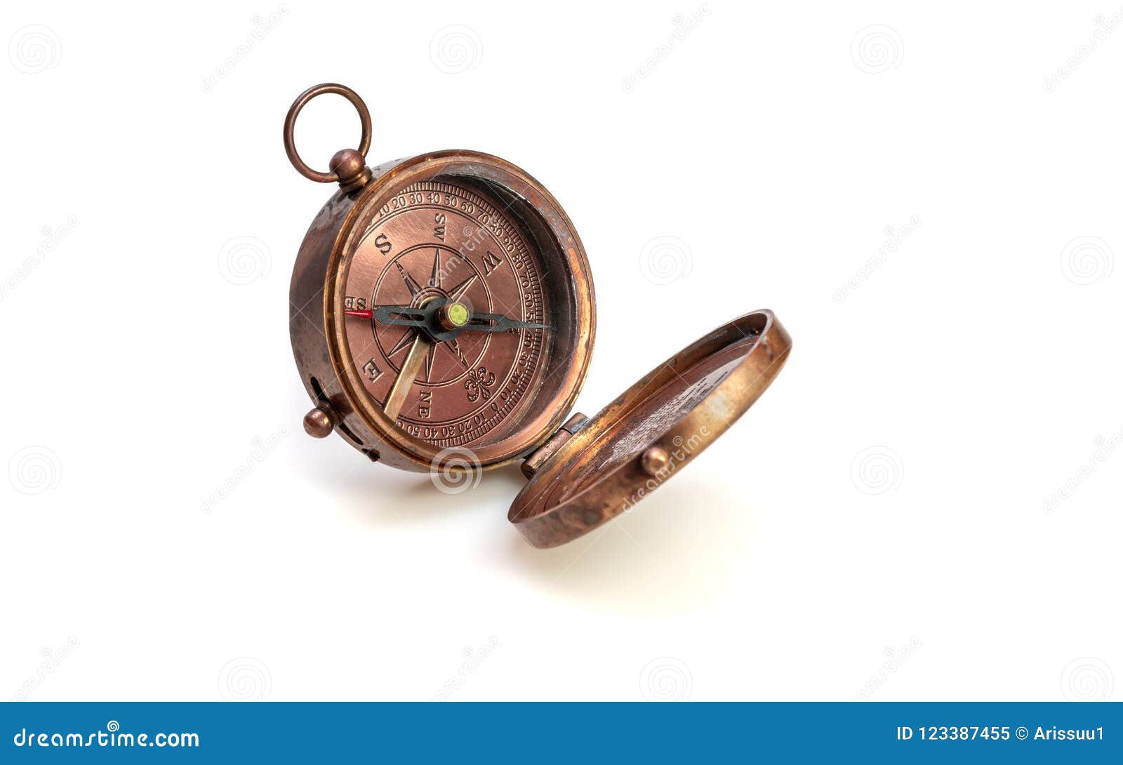 Vintage Compass on White Background Stock Image - Image of magnet ...