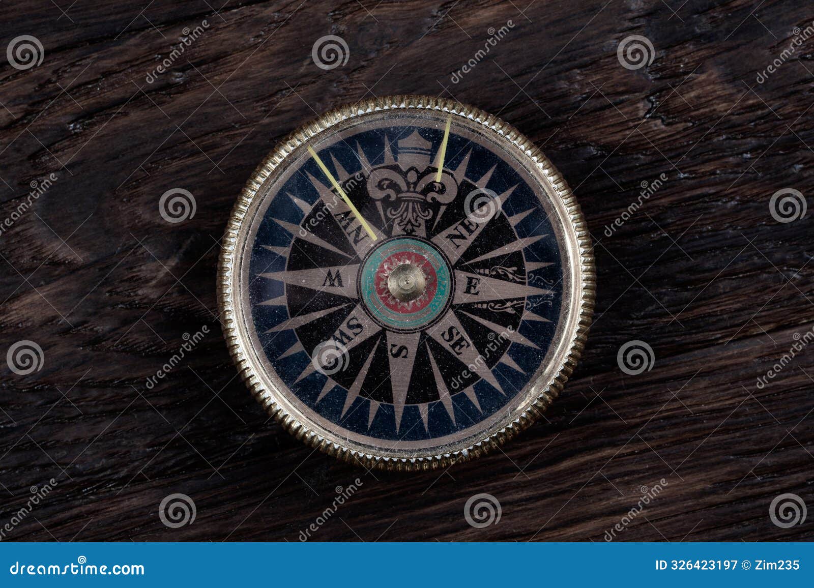 Vintage Compass on Wooden Background Stock Image - Image of topography ...