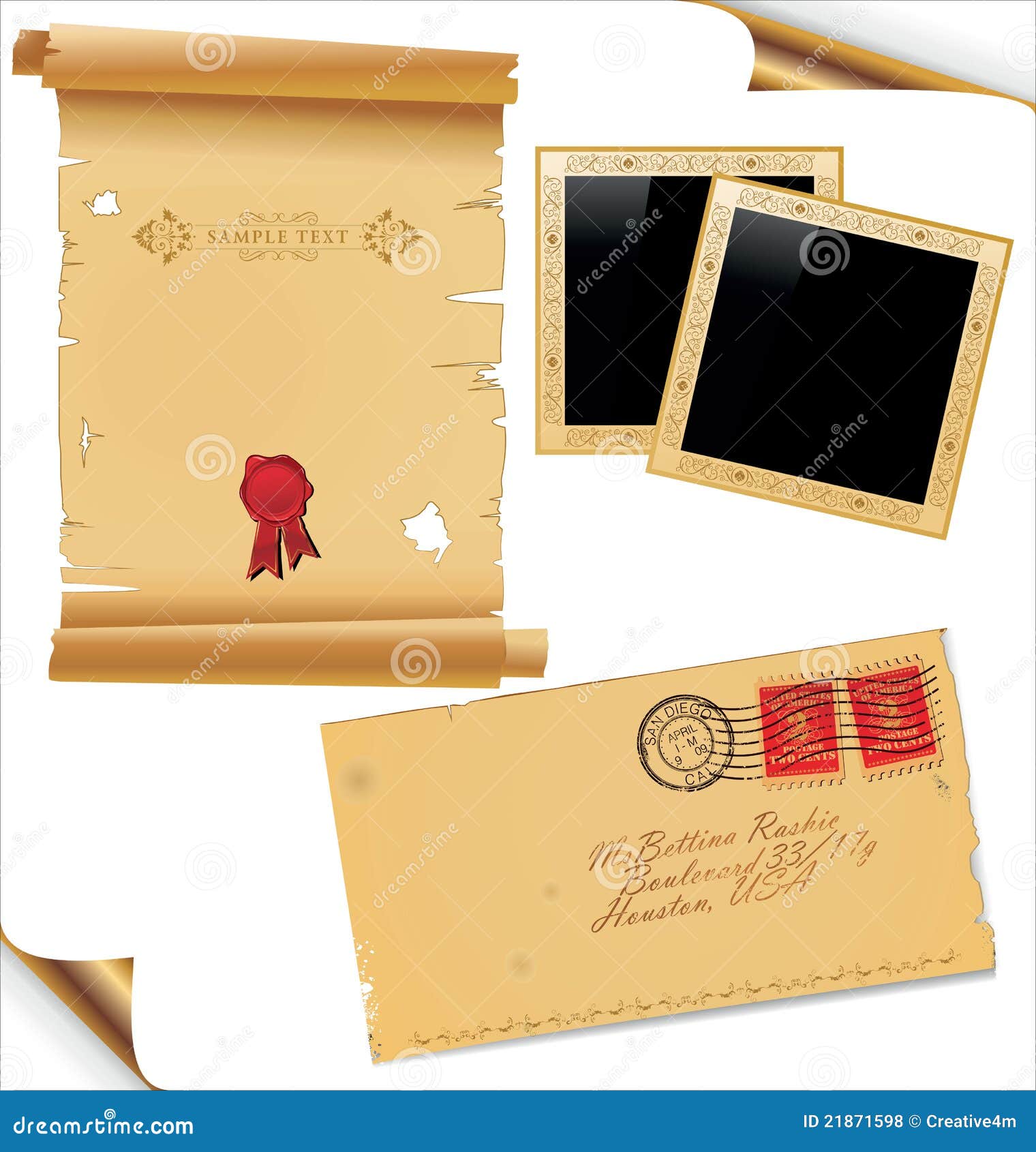 Vintage Composition with Old Style Distressed Post Stock Illustration ...