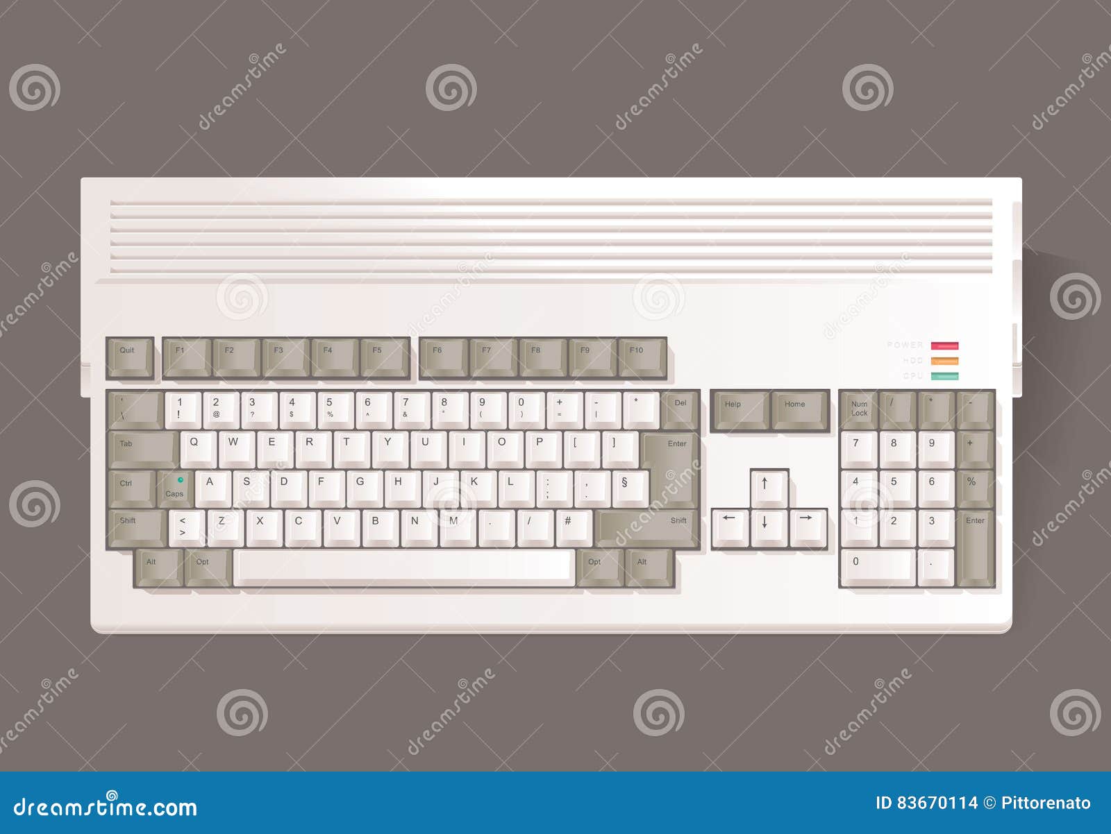 Vintage Computer 16 Bit on Gray Background Stock Vector - Illustration ...