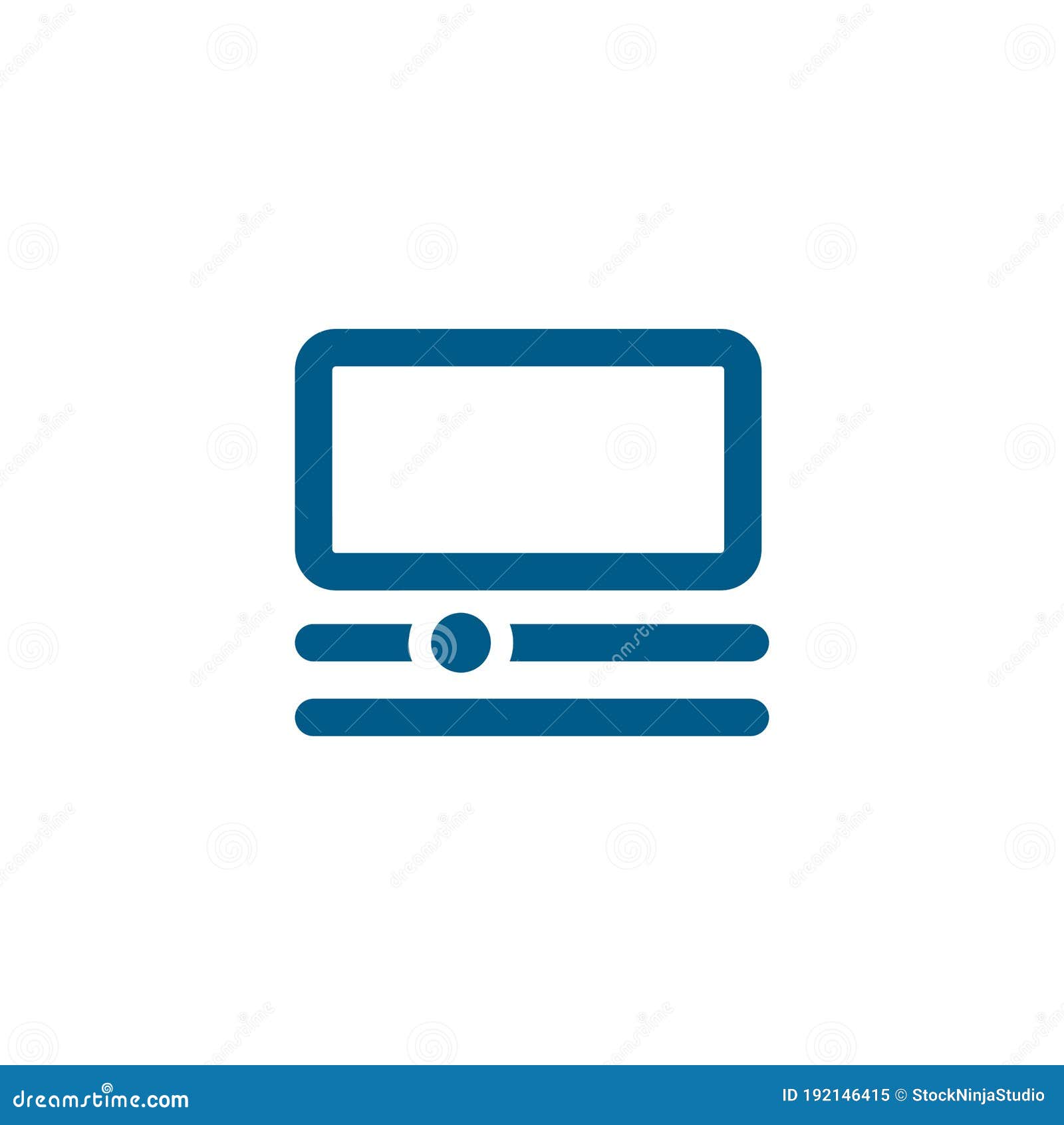 Vintage Computer Blue Icon on White Background. Blue Flat Style Vector ...