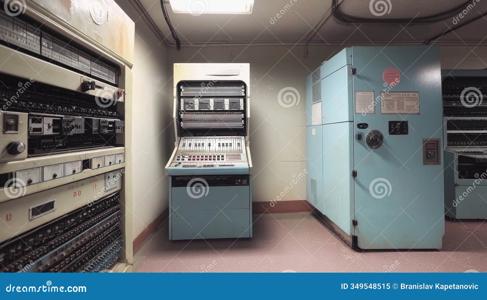 Vintage Cold War Computer in Nuclear Bunker Command Room Stock Image ...
