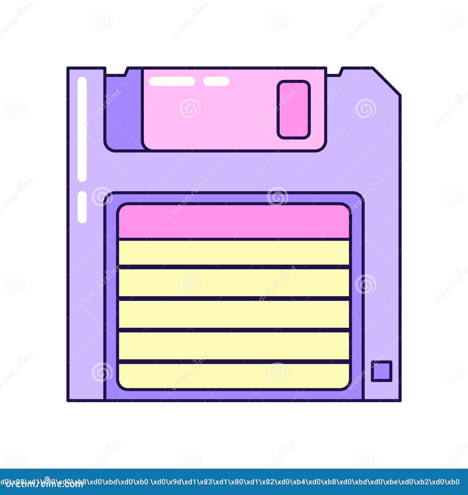 Vintage Computer Floppy Disk on White Background. Retro Illustration ...