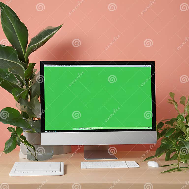 Vintage Computer with Green Screen Display Stock Image - Image of ...