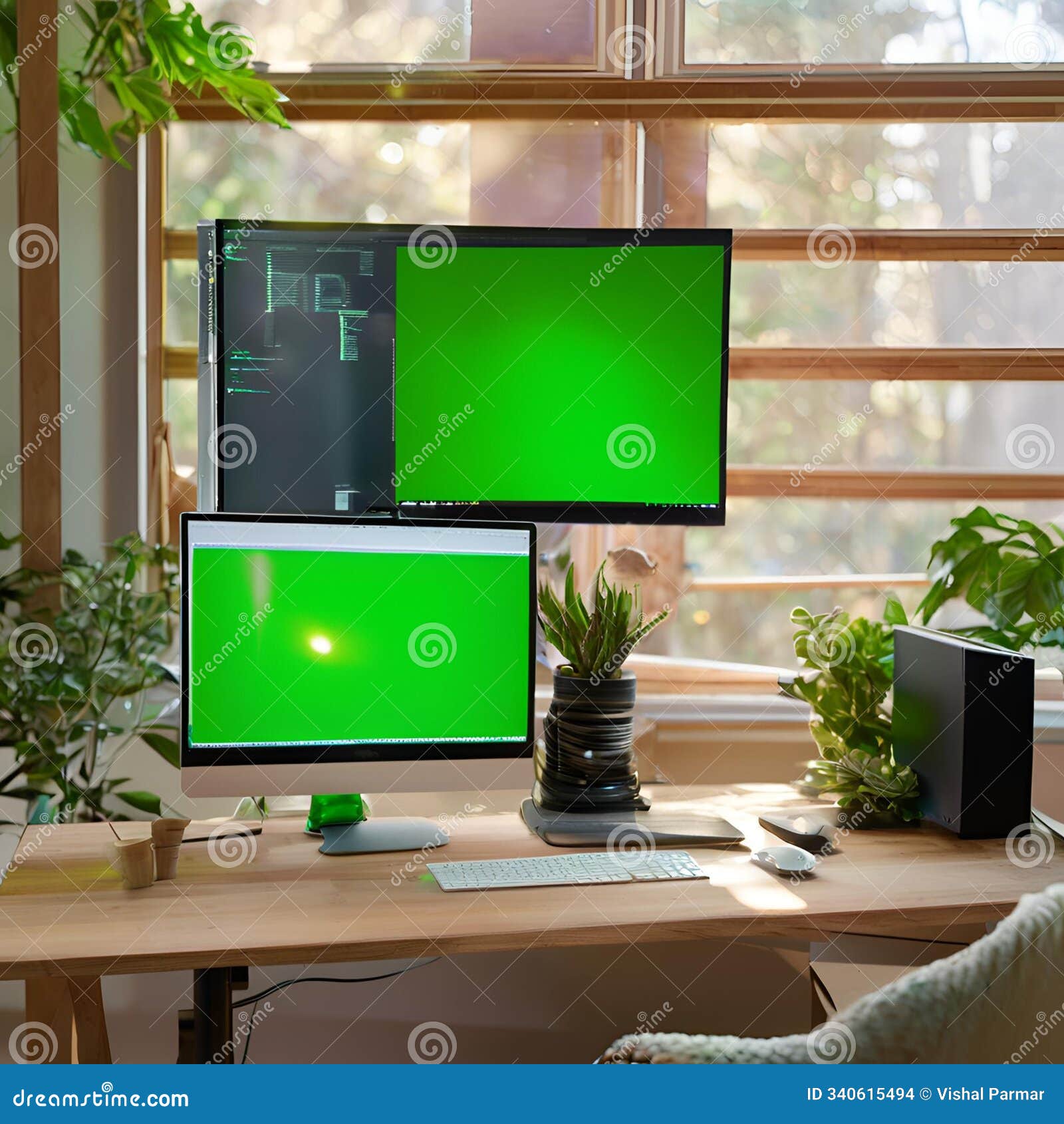 Vintage Computer with Green Screen Display Stock Photo - Image of 1980s ...