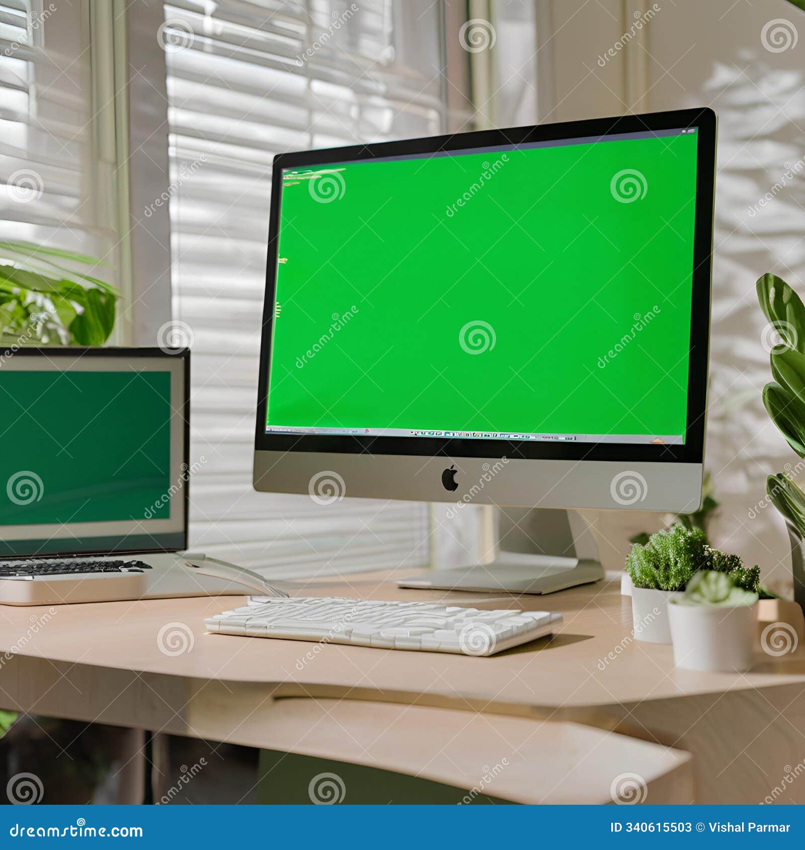 Vintage Computer with Green Screen Display Stock Image - Image of ...