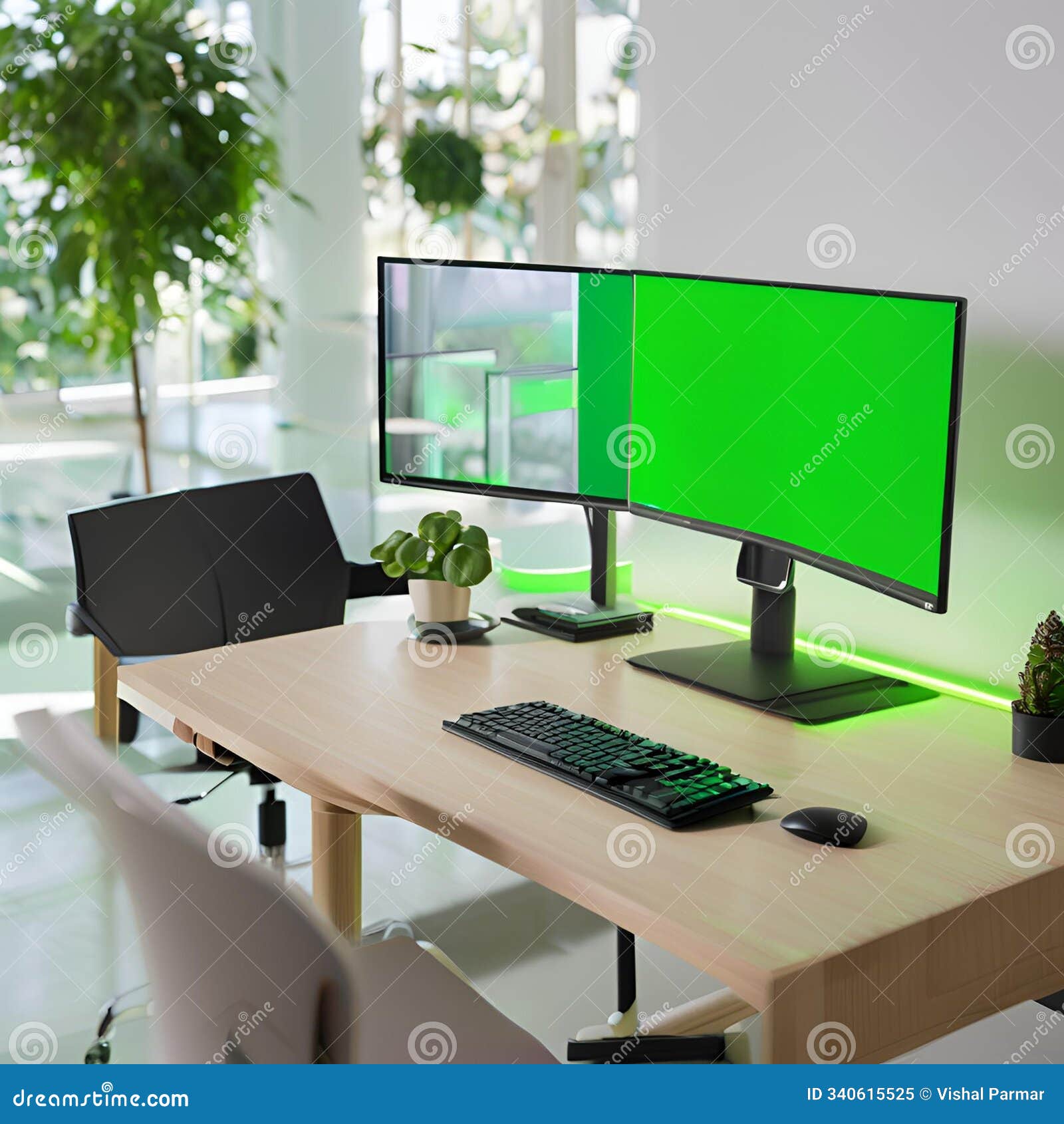 Vintage Computer with Green Screen Display Stock Image - Image of early ...