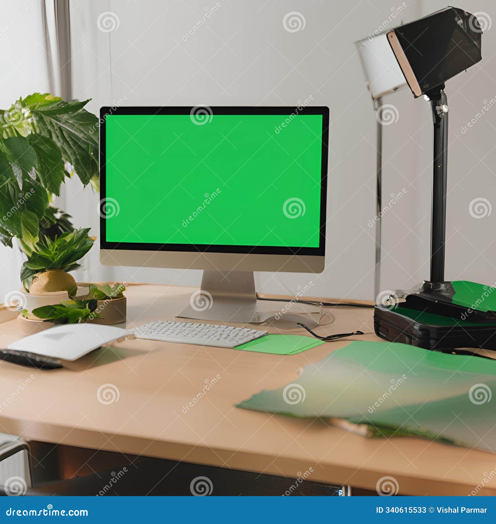 Vintage Computer with Green Screen Display Stock Image - Image of ...