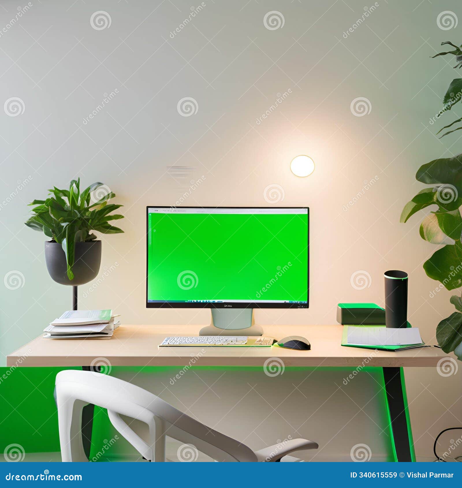 Vintage Computer with Green Screen Display Stock Image - Image of ...