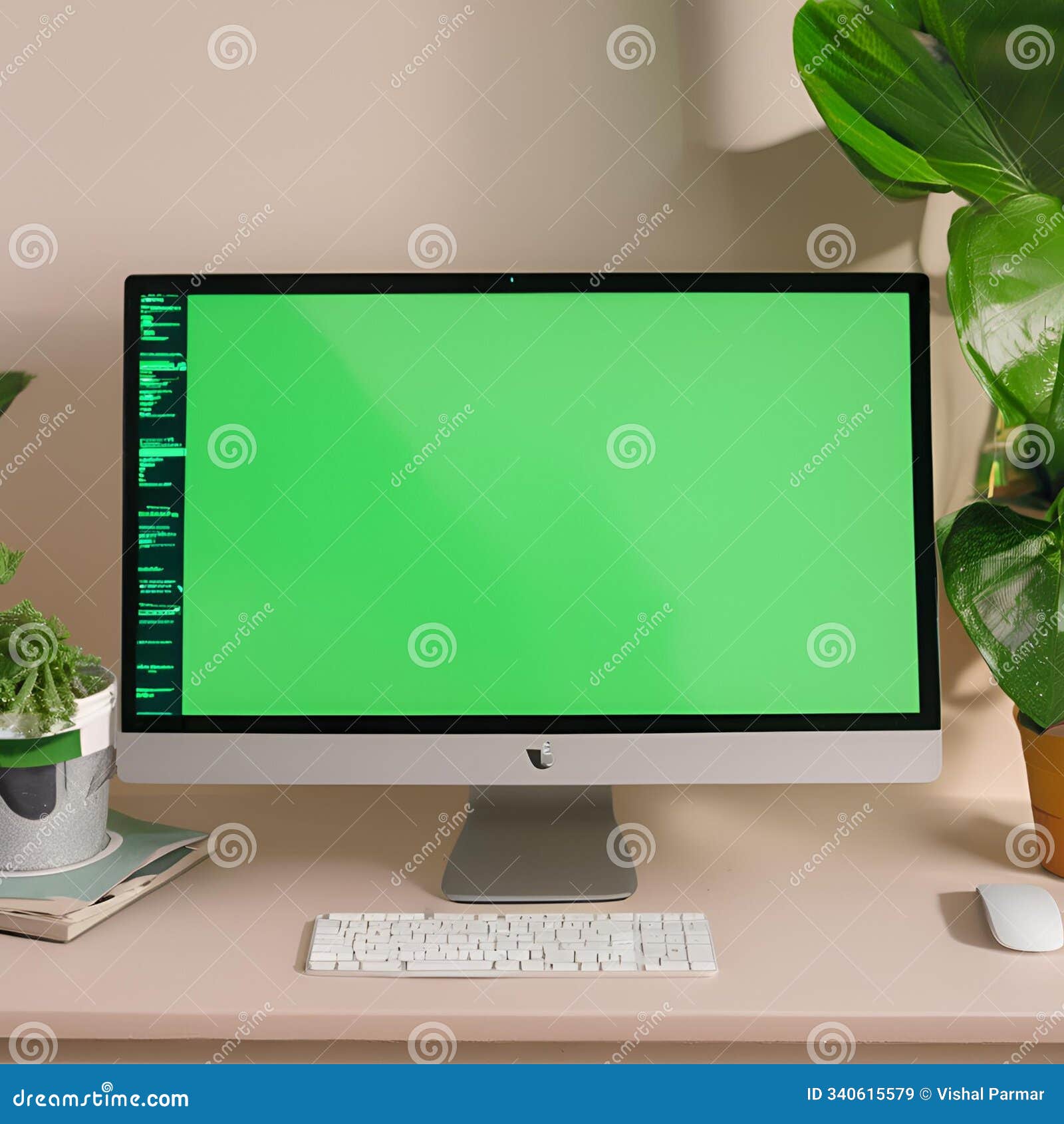 Vintage Computer with Green Screen Display Stock Image - Image of 1980s ...