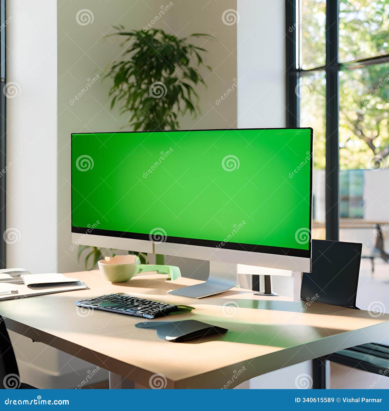 Vintage Computer with Green Screen Display Stock Image - Image of ...