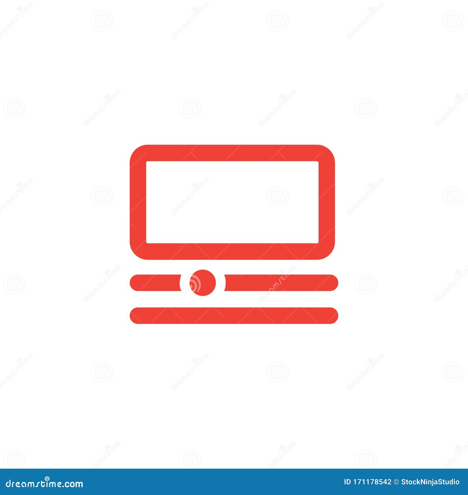 Vintage Computer Red Icon on White Background. Red Flat Style Vector ...