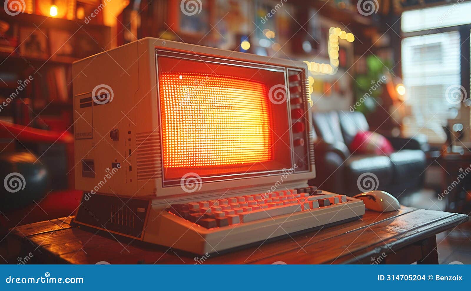 Vintage Computer Screen Displaying Pixelated Startup Stock Photo ...