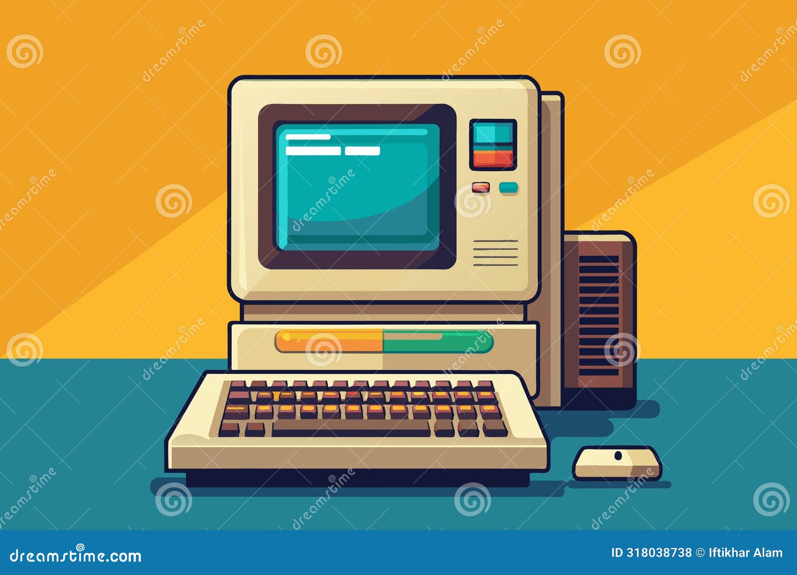 Vintage Computer Setup Showing an Old Computer with a Keyboard and ...