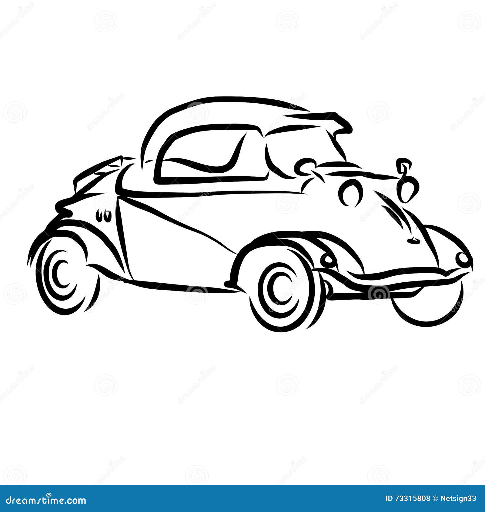 Vintage Concept Car Outline Sketch Stock Vector - Illustration of retro ...