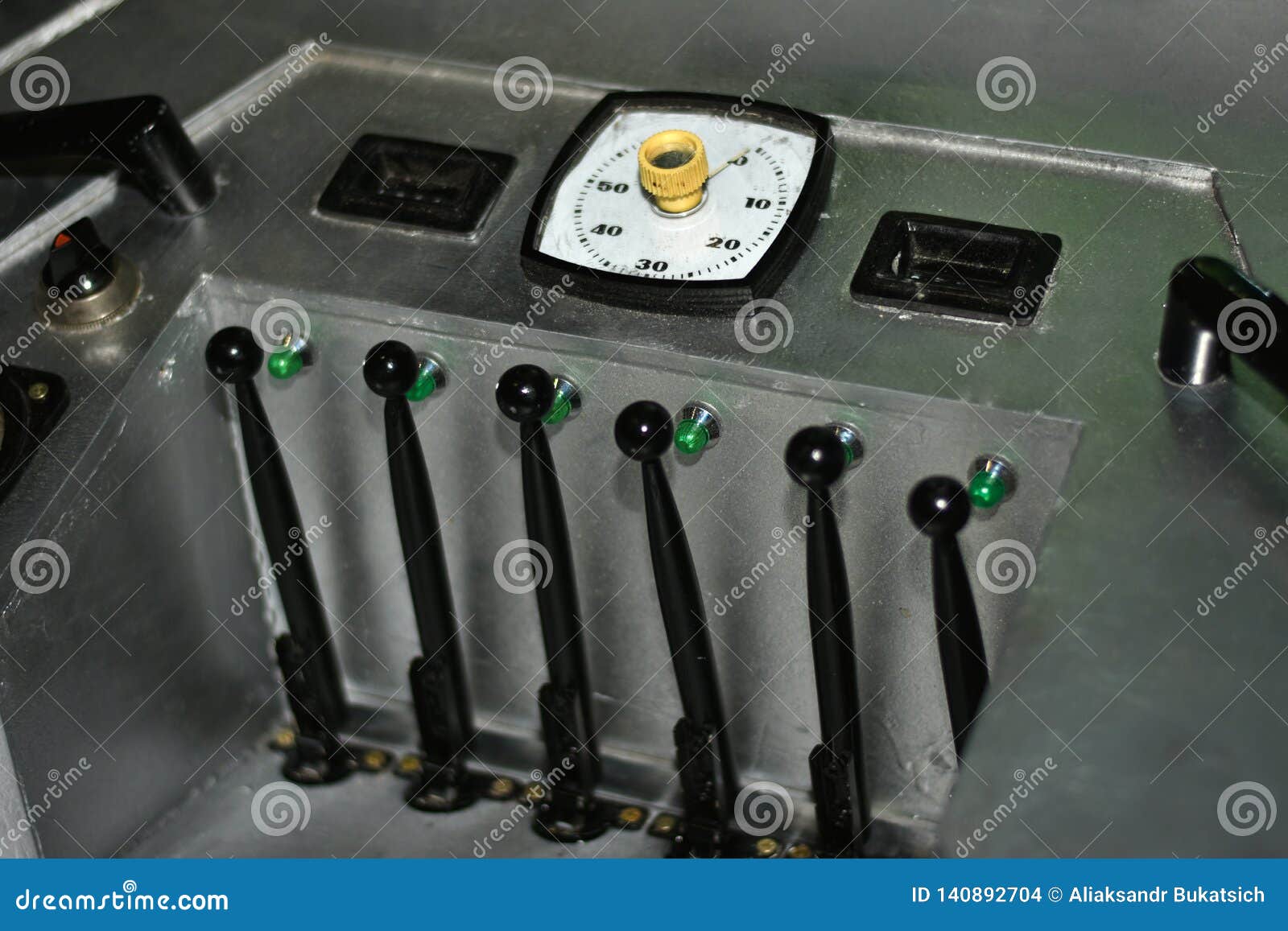 Vintage Control Panel With Buttons And Levers For Comics Stock ...