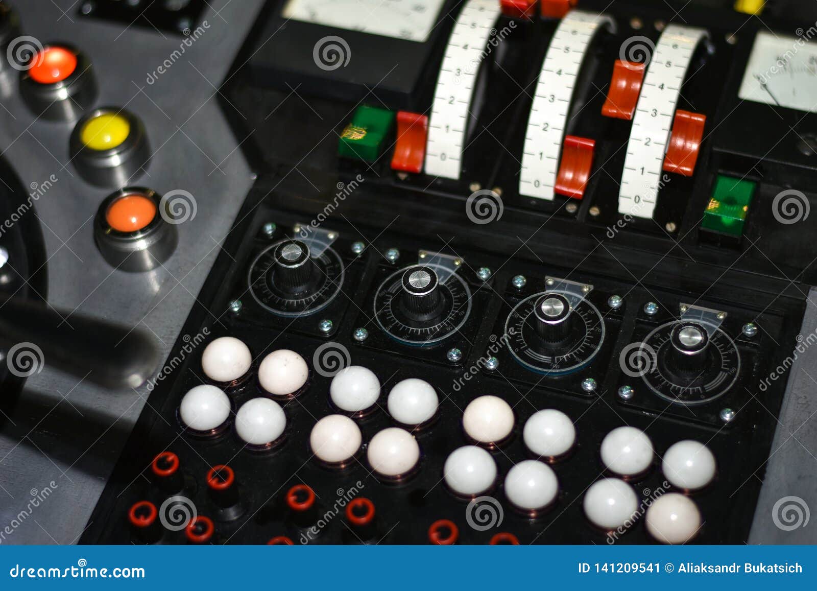 Vintage Control Panel with Buttons and Levers for Comics. Stock Image ...