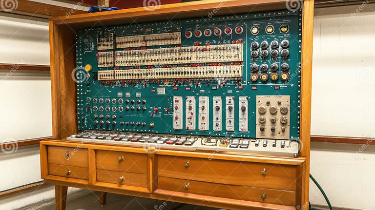 Vintage Control Panel Inside a Nuclear Bunker Command Room Stock ...