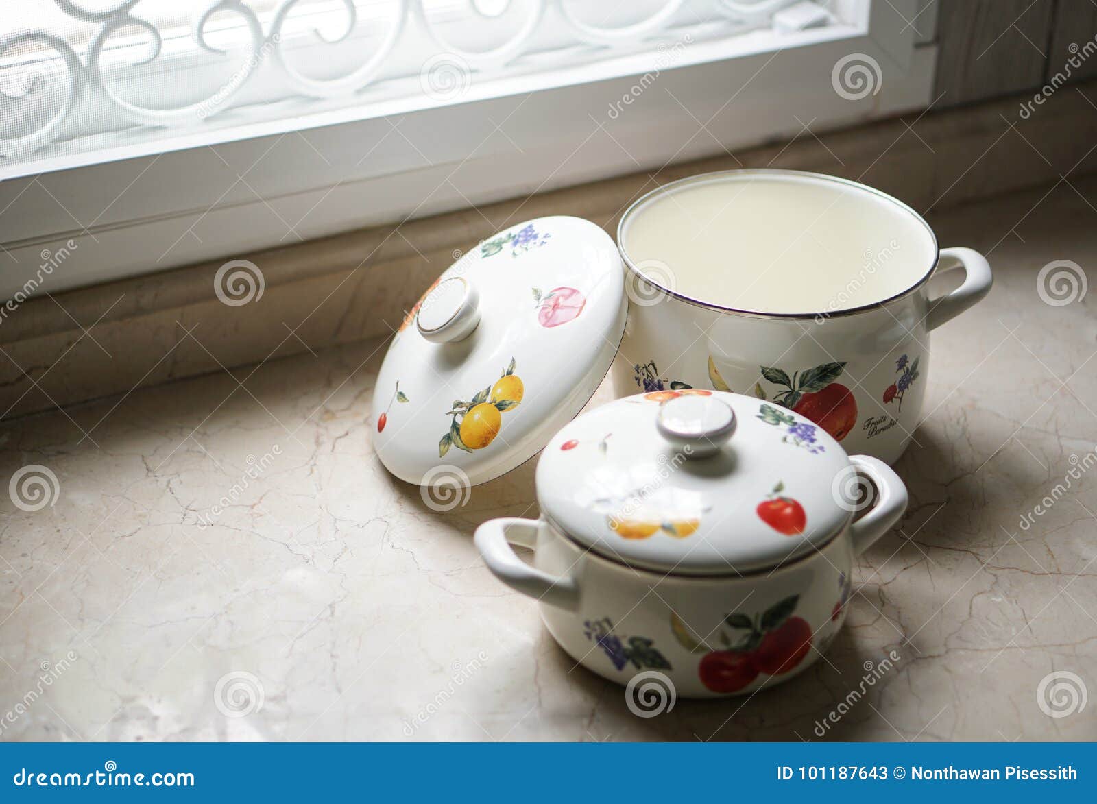Vintage Cooking Pot on the Kitchen Table Stock Image - Image of kitchen ...