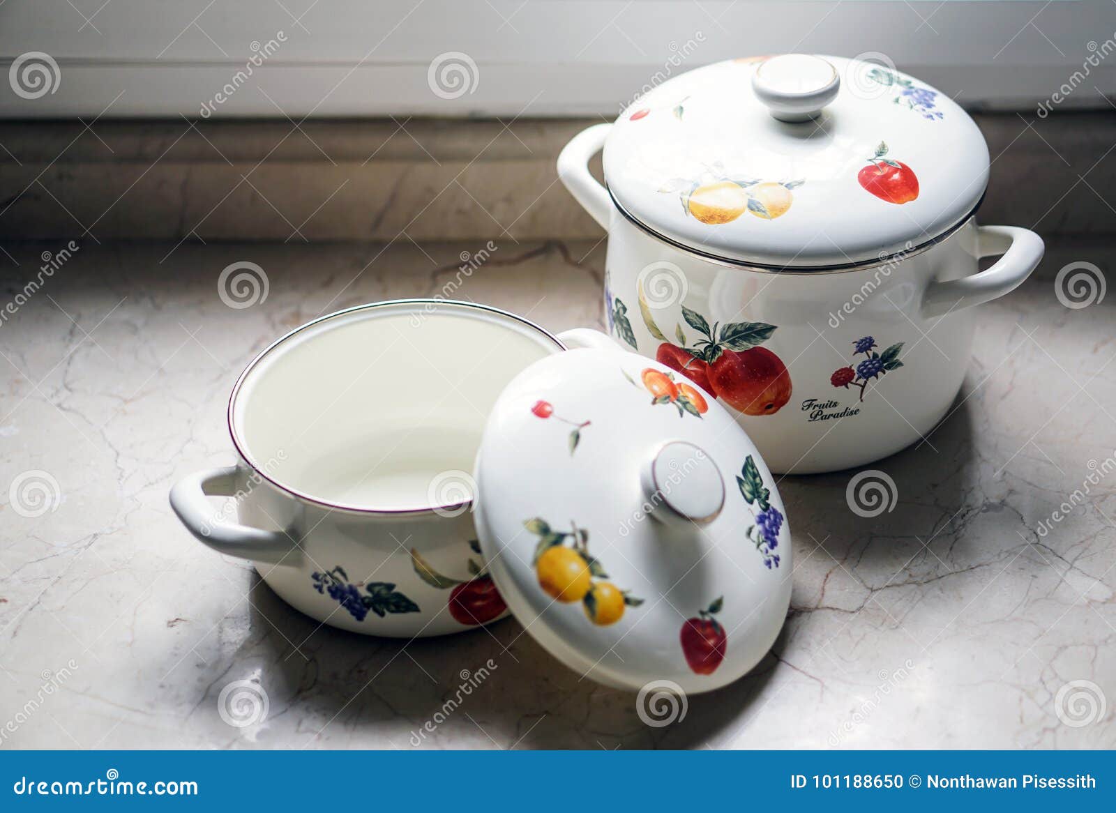 Vintage Cooking Pot on the Kitchen Table Stock Photo - Image of ...