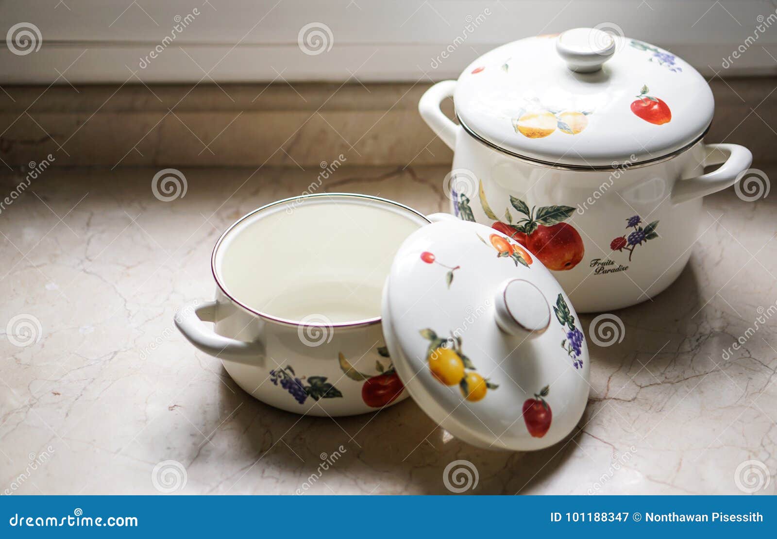 Vintage Cooking Pot on the Kitchen Table Stock Image - Image of home ...