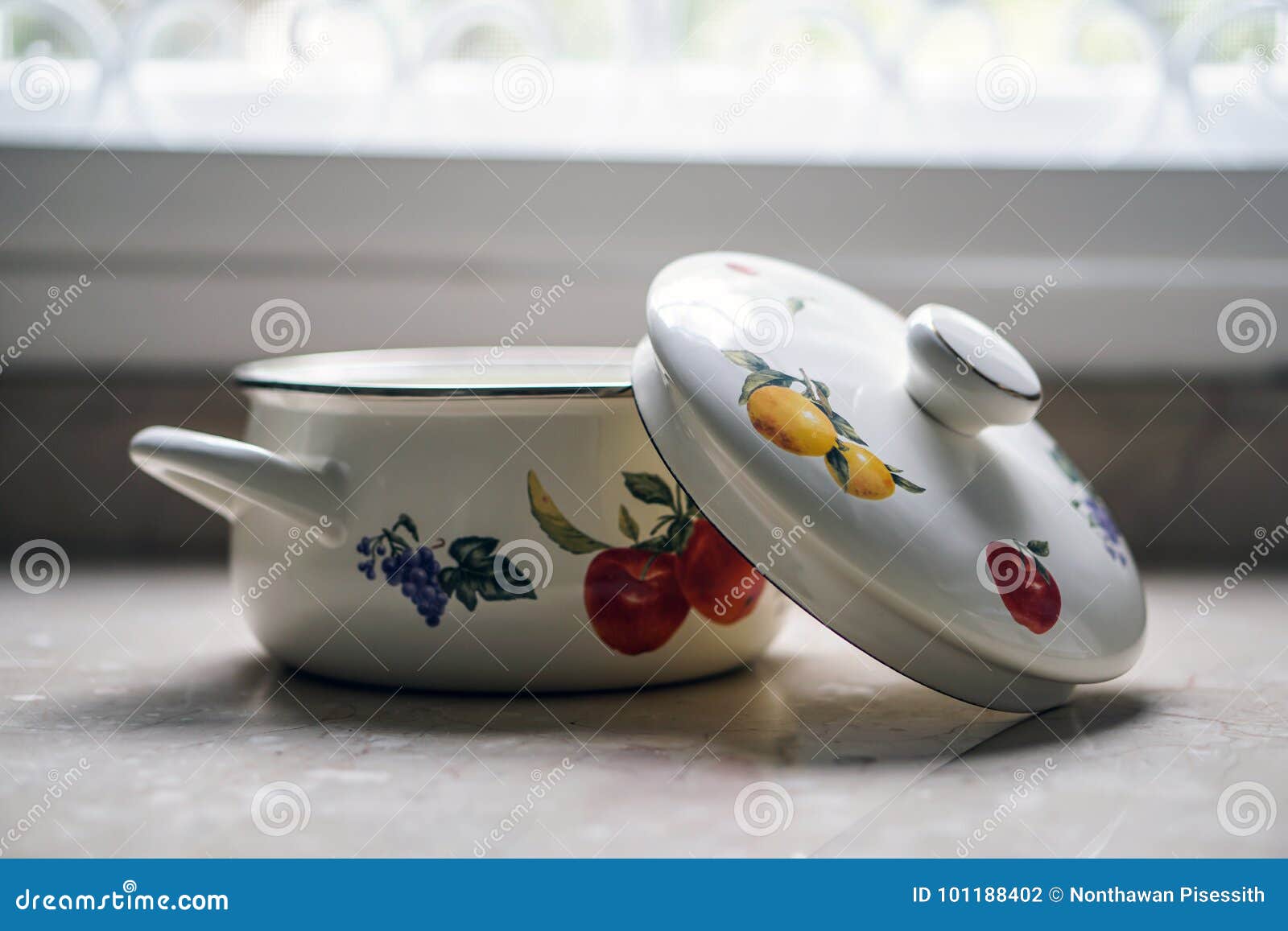 Vintage Cooking Pot on the Kitchen Table Stock Photo - Image of cooking ...