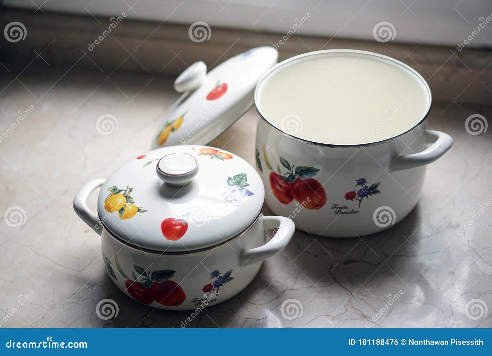 Vintage Cooking Pot on the Kitchen Table Stock Photo - Image of color ...