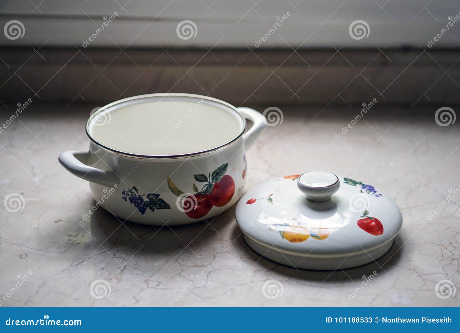 Vintage Cooking Pot on the Kitchen Table Stock Image - Image of ...