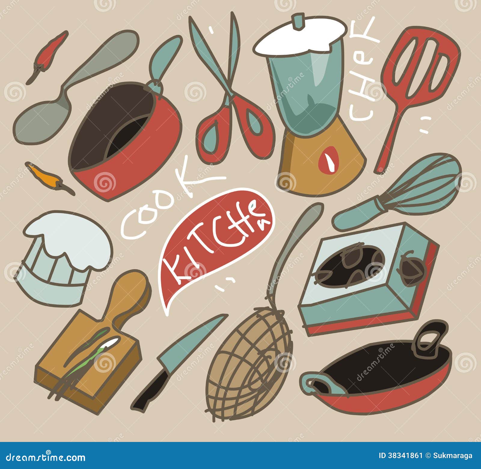 Vintage cooking set stock vector. Illustration of doodle - 38341861