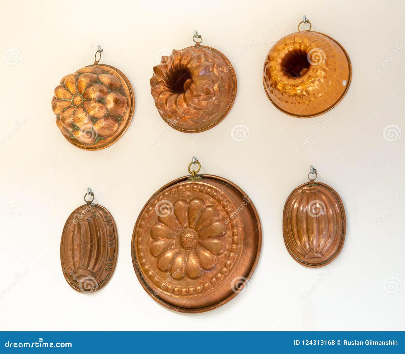 Vintage Copper Baking Pan Horse on White Wall Stock Photo - Image of ...