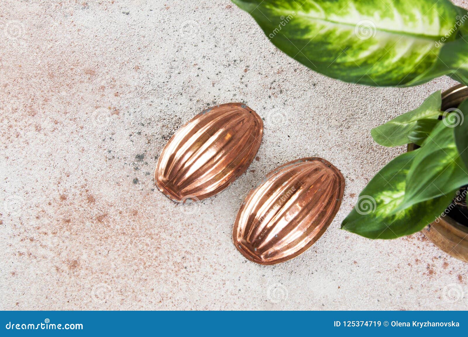 Vintage Copper Molds on a Concrete Background. Stock Image - Image of ...