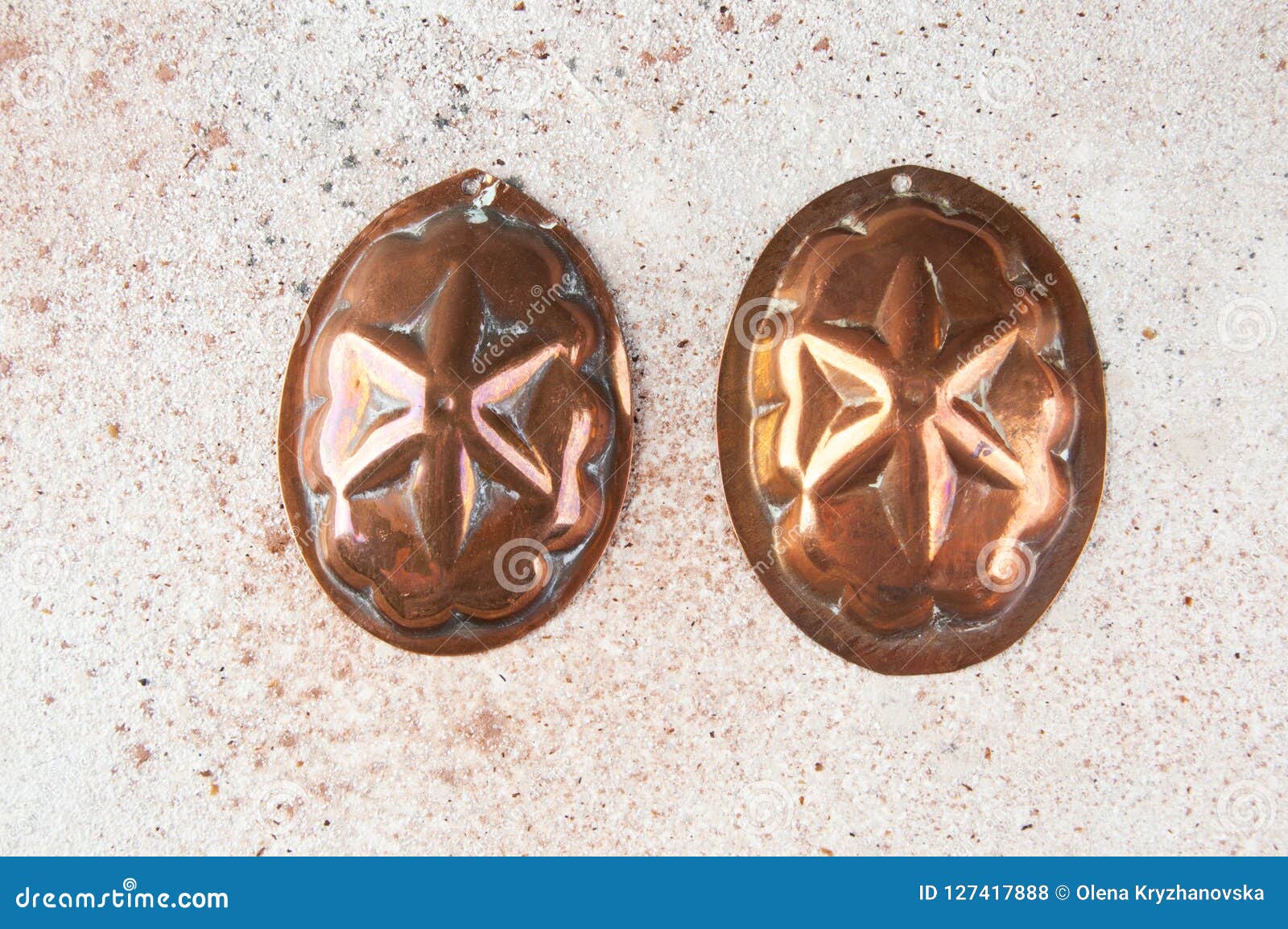 Vintage Copper Molds on a Concrete Background. Stock Photo - Image of ...