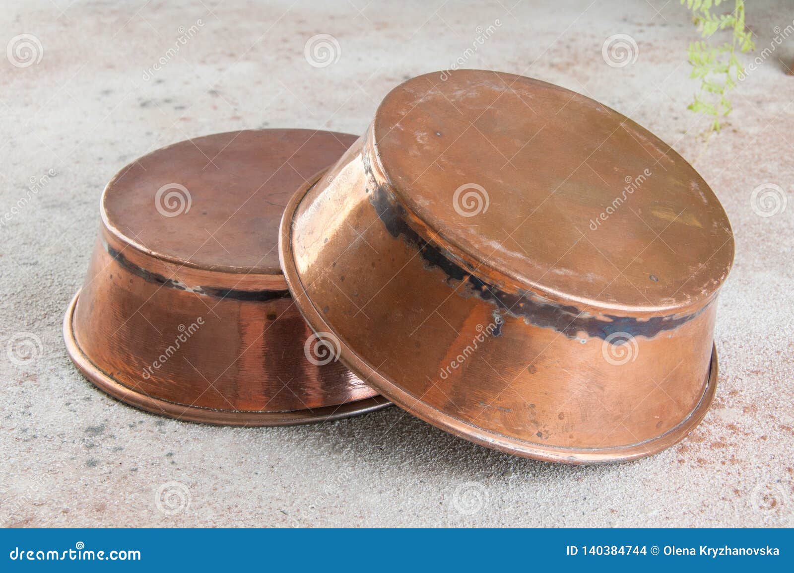 Vintage Copper Molds on a Concrete Background Stock Photo - Image of ...