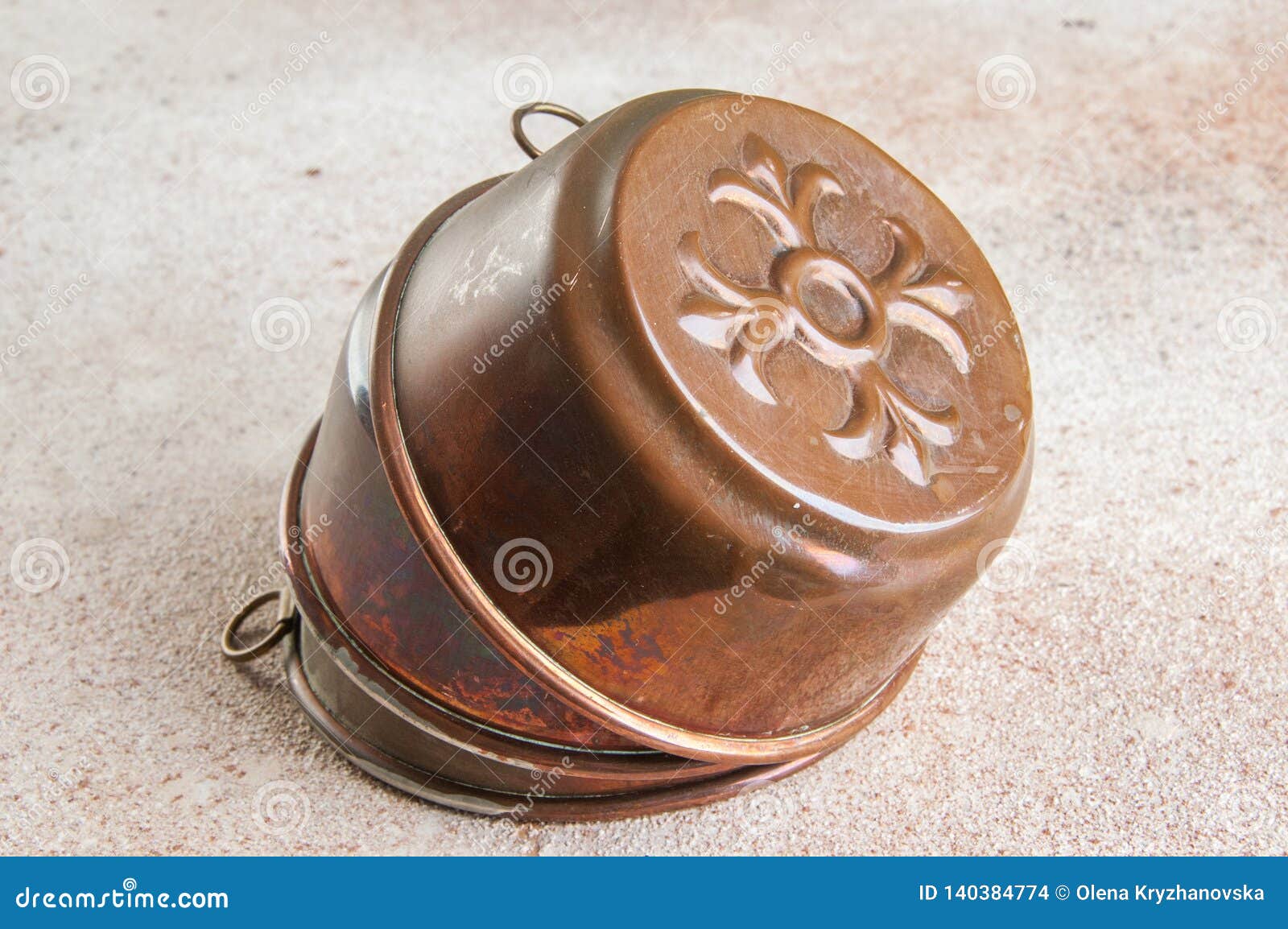Vintage Copper Molds on a Concrete Background Stock Photo - Image of ...