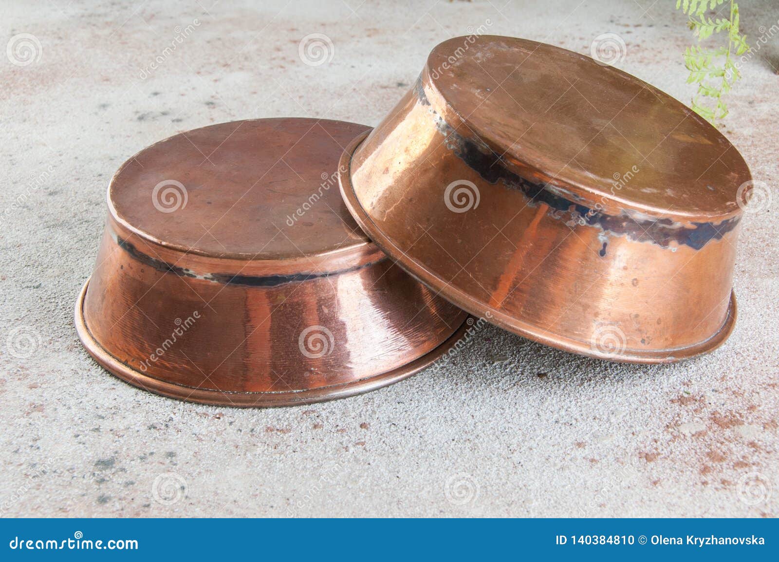 Vintage Copper Molds on a Concrete Background Stock Photo - Image of ...
