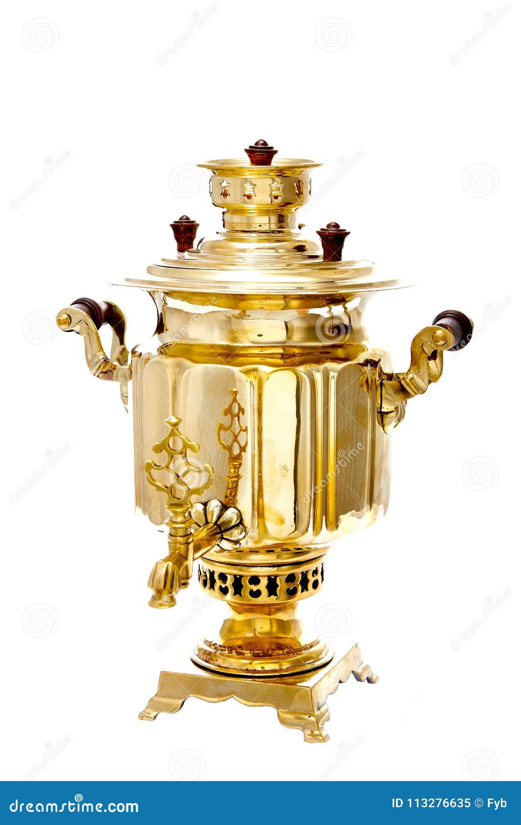 Vintage Copper Russian Samovar Isolated on White Background Stock Image ...