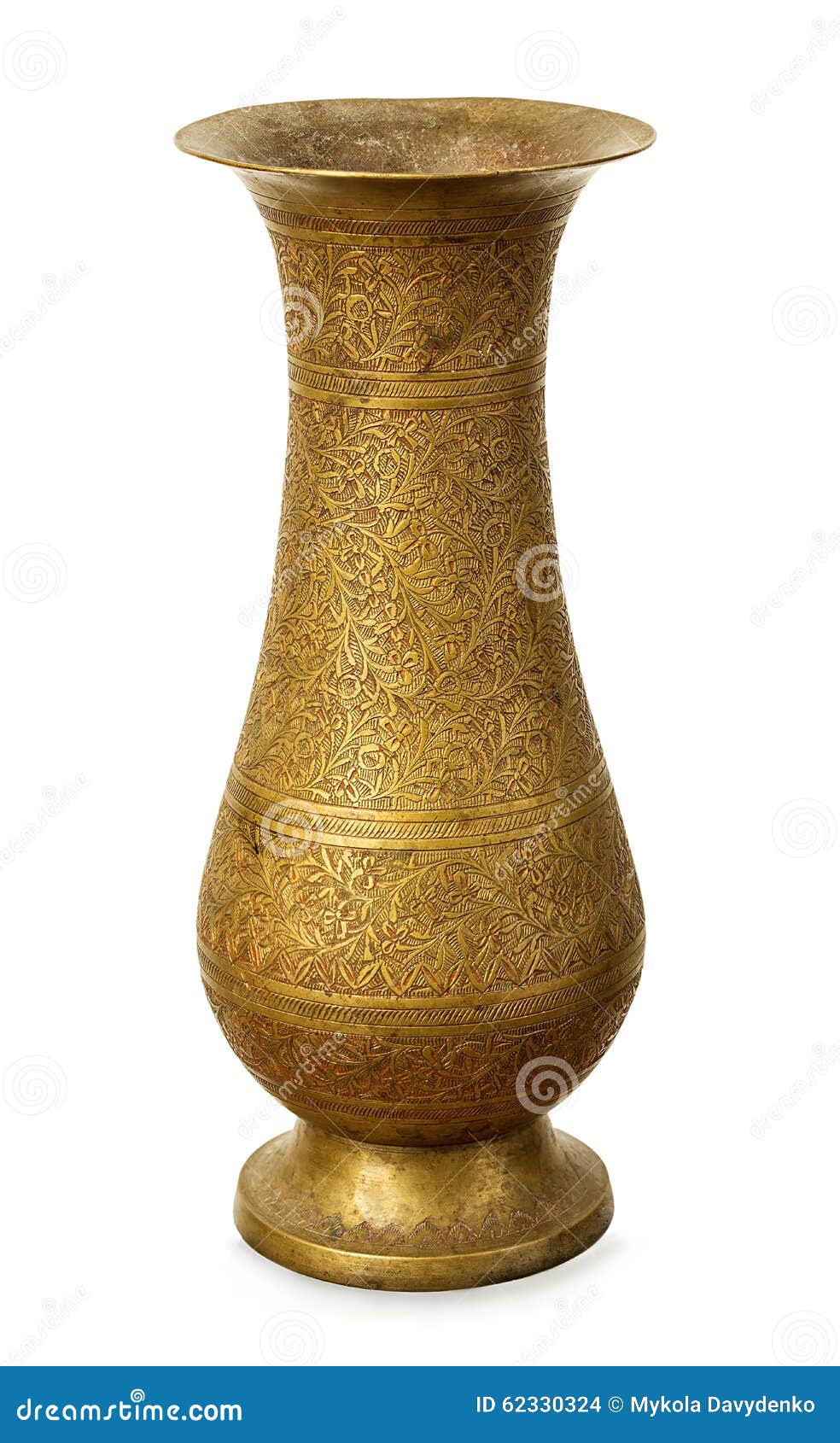 Vintage Copper Vase Close-up Isolated on a White Background. Stock ...