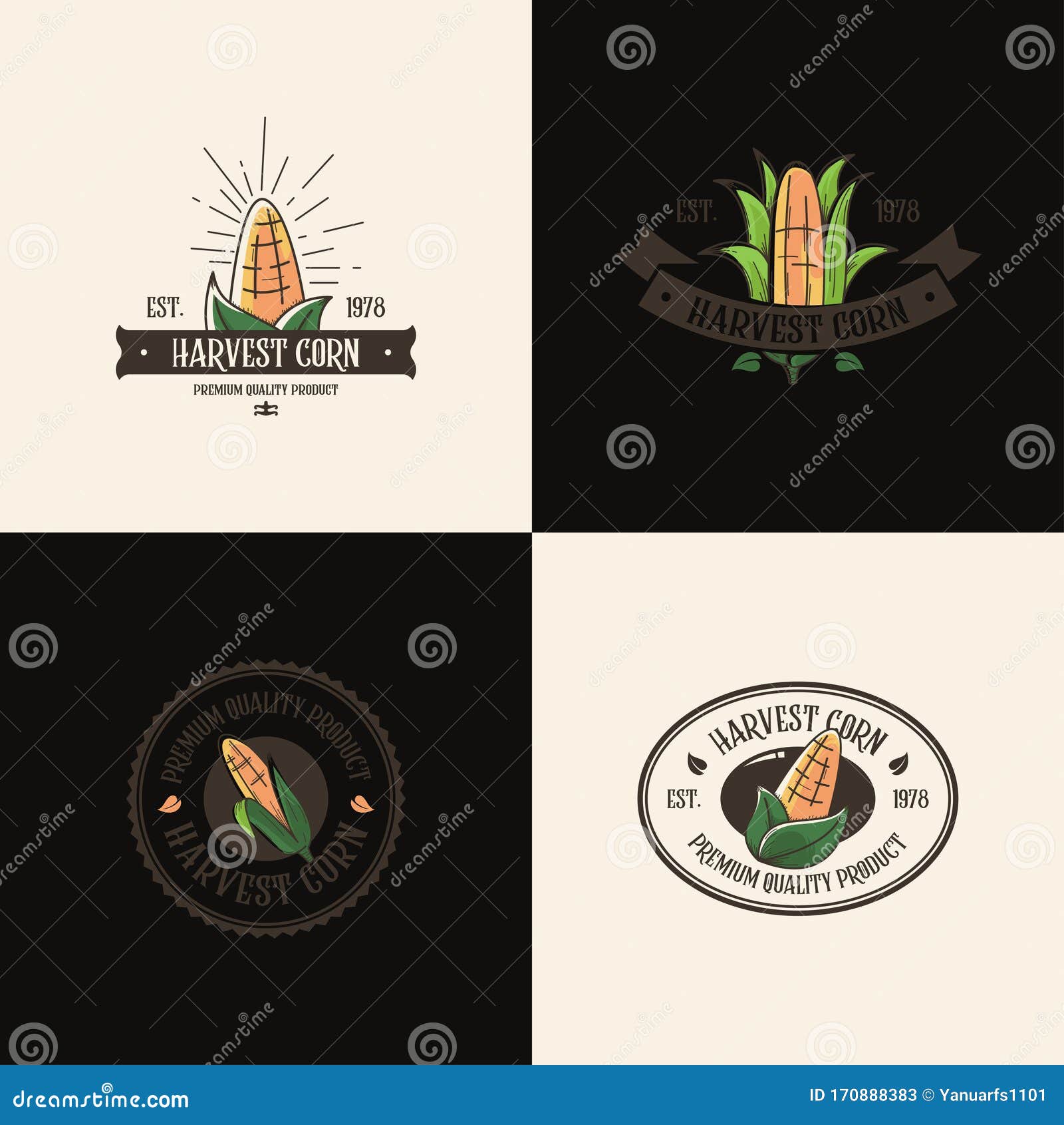 Vintage Corn Logo Concept with Hand Drawn Style Vector Stock ...