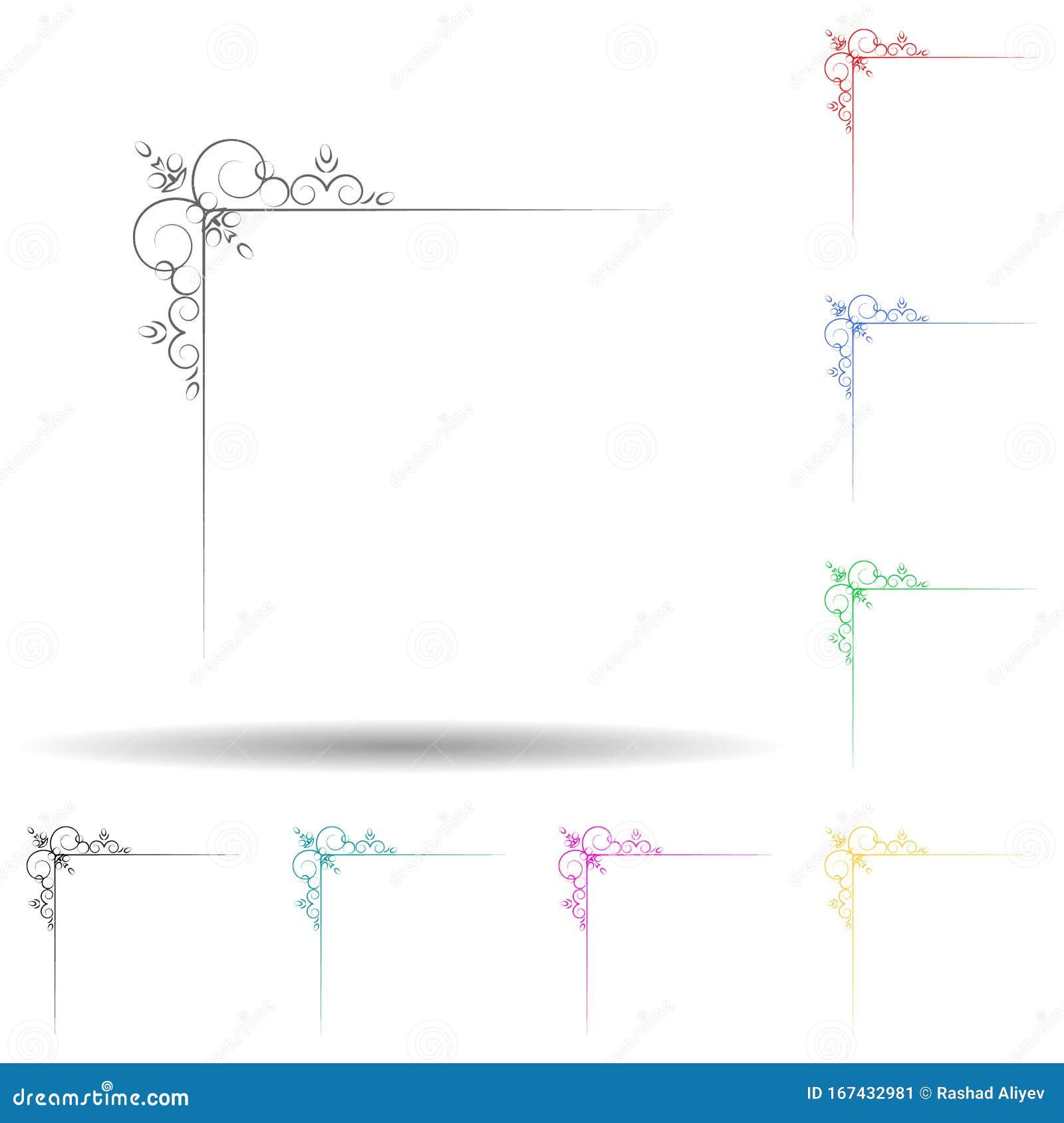 Vintage Corner Elements Multi Color Style Icon. Simple Thin Line ...